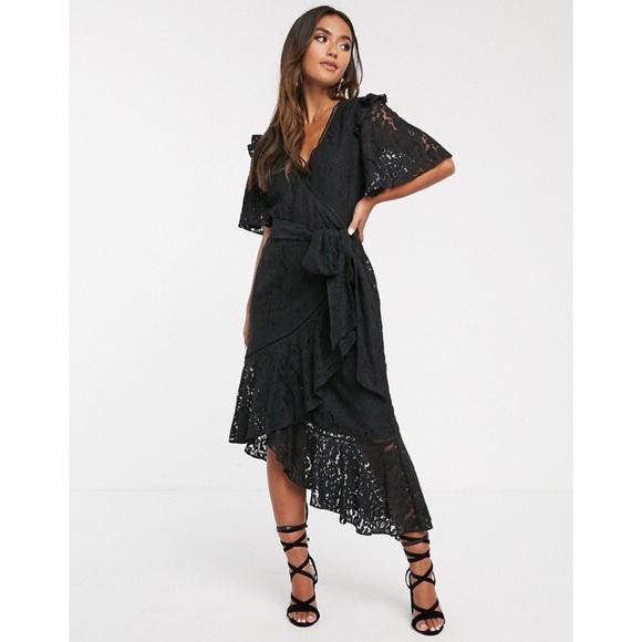 KEEPSAKE the Label | Dresses | Keepsake Eternal Lace Ruffle Midi Wrap ...
